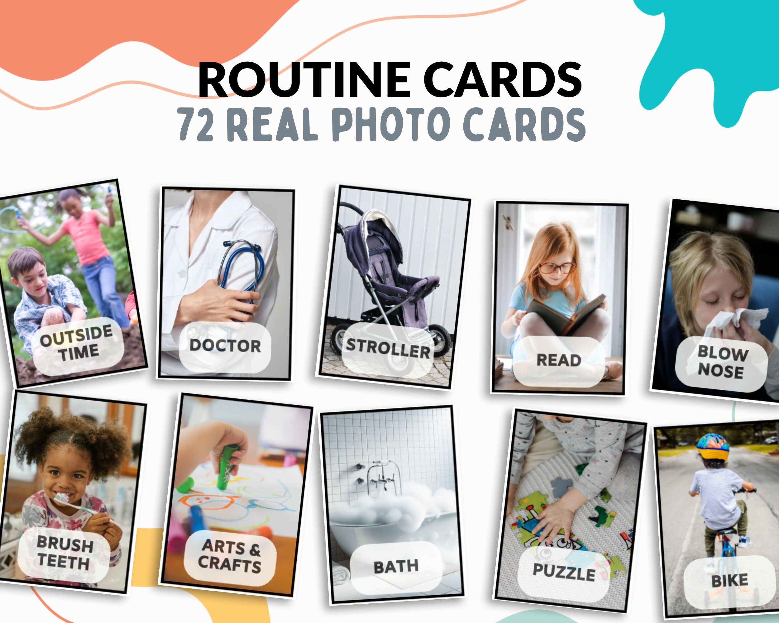 Toddler / Preschool Routine Cards 72 Real-life Picture Cards for Daily ...