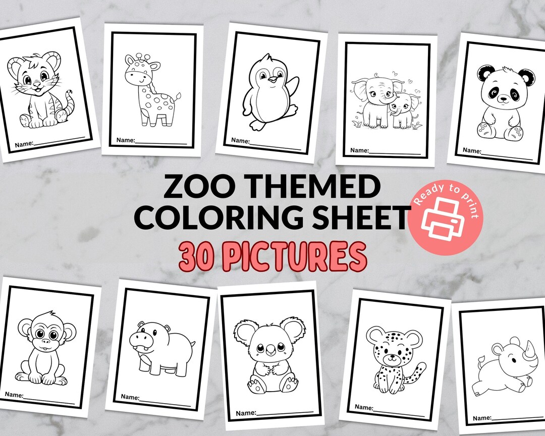 Zoo Animals Coloring Pages: 30 Printable Sheets for Toddlers (PDF ...