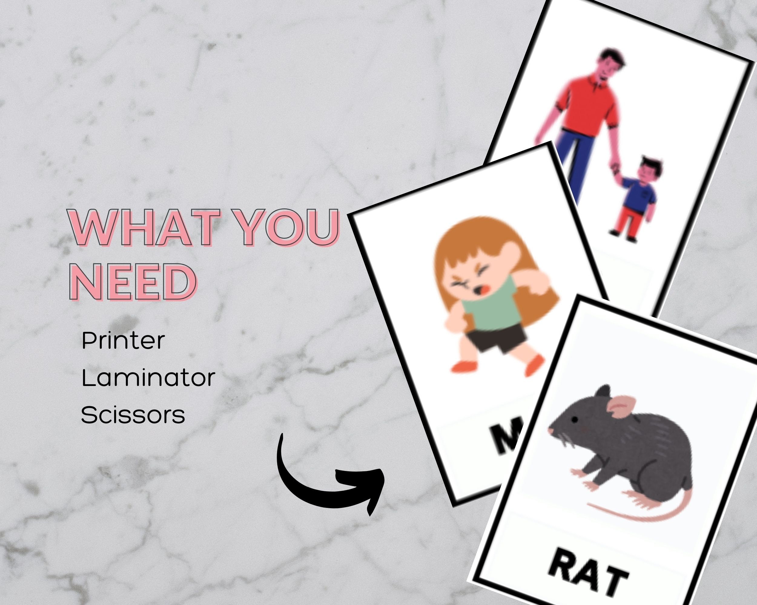 CVC Flashcards With A - 3 Part Cards - Spelling and Reading Activity ...