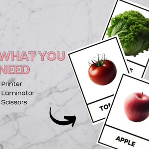 Fruit & Vegetable Flashcards - Montessori 3 Part Cards - Toddlers ...