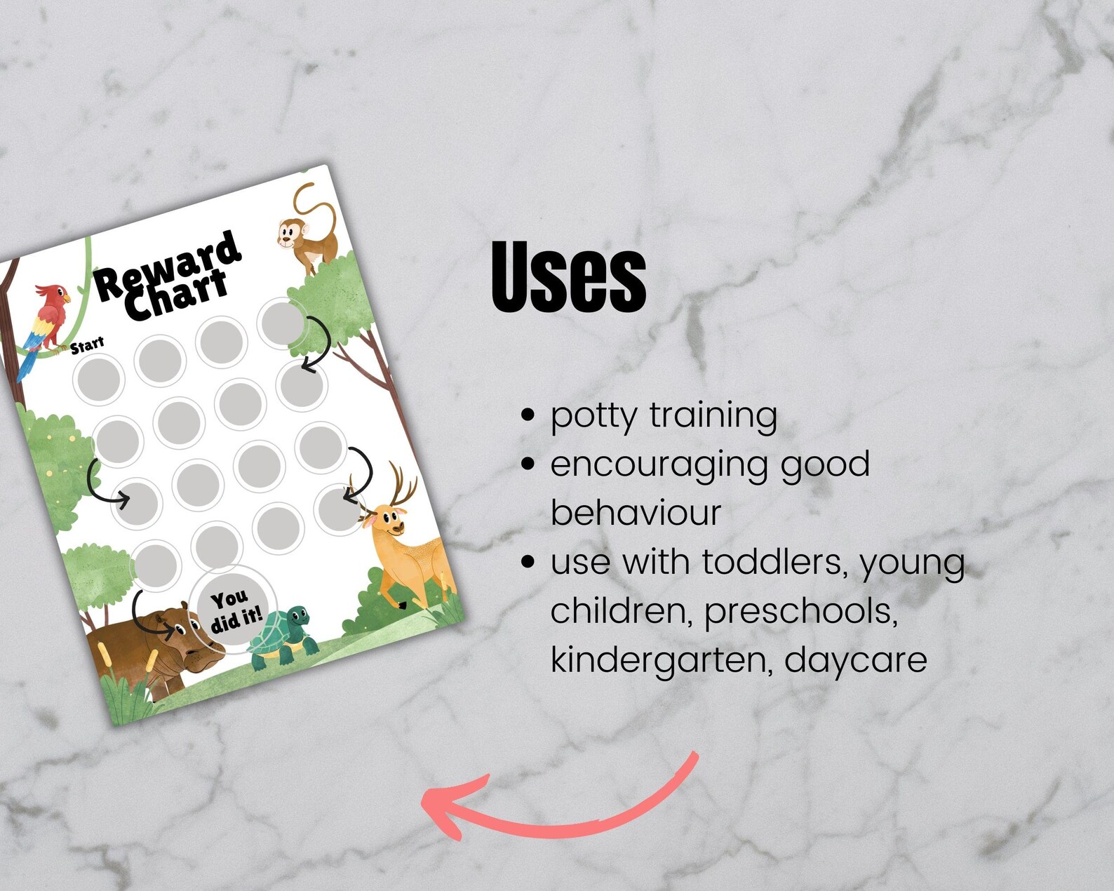Reward Chart - Potty Training Sticker Chart - Encourage Good Behaviours ...