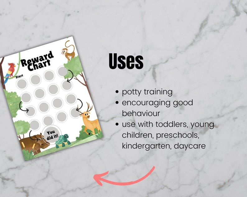 Reward Chart - Potty Training Sticker Chart - Encourage Good Behaviours ...