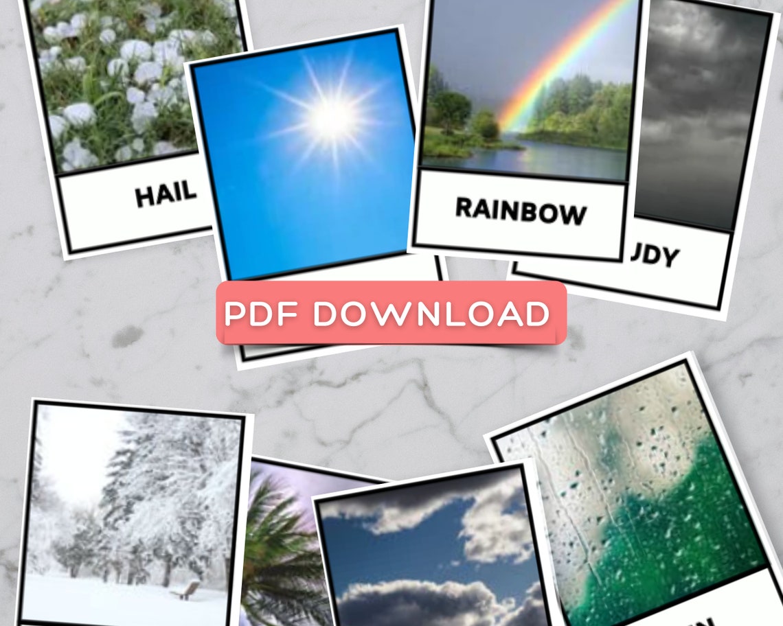 Weather Flashcards Montessori 3 Part Cards Toddlers, Preschool ...