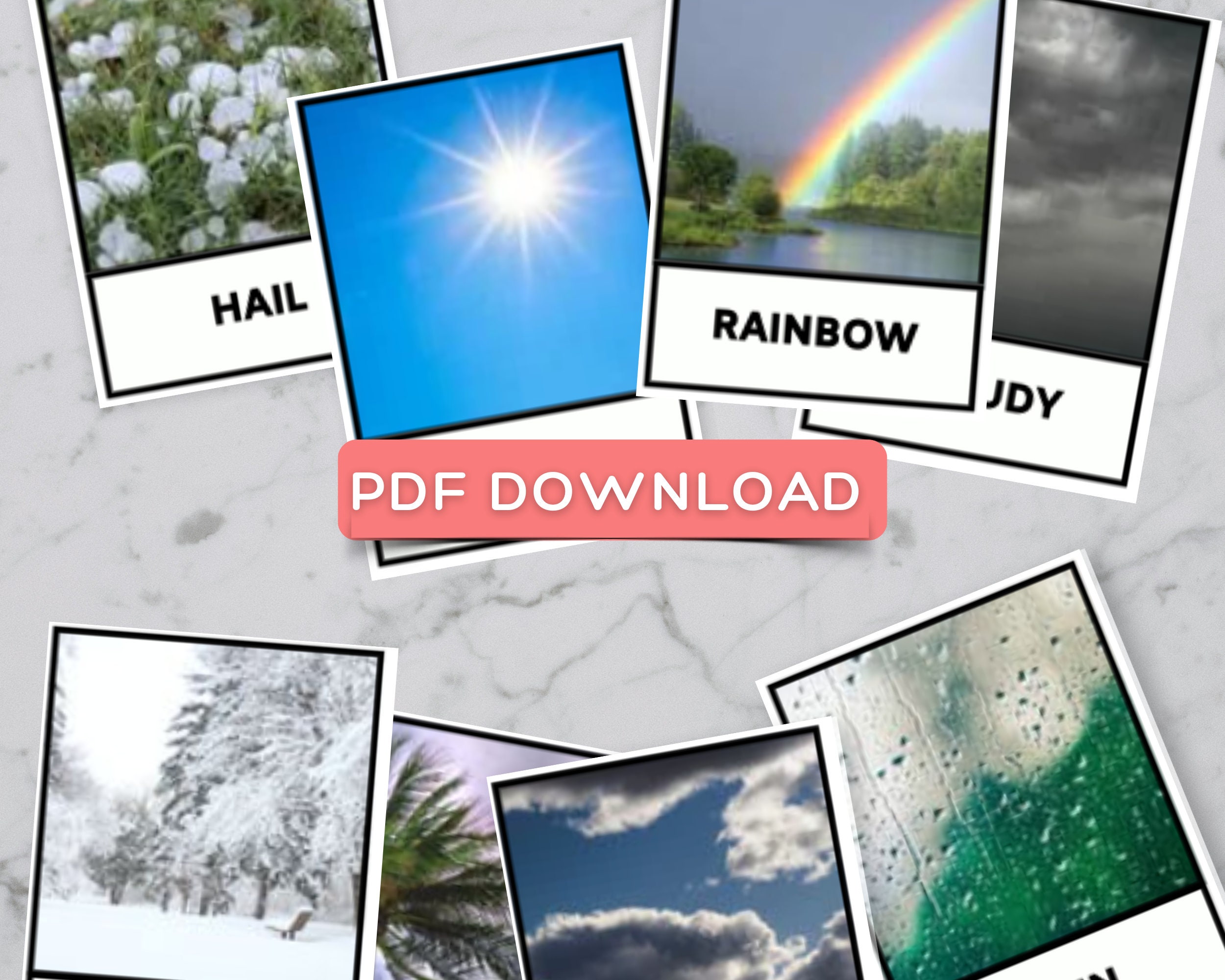 Weather Flashcards - Montessori 3 Part Cards - Toddlers, Preschool ...