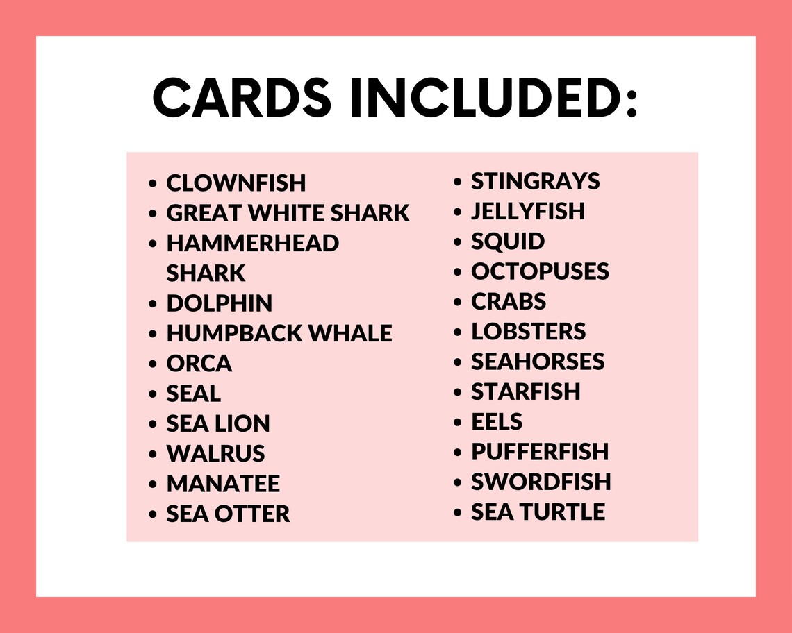Ocean Animal Flashcards 3 Part Cards Montessori, Toddlers, Preschool ...