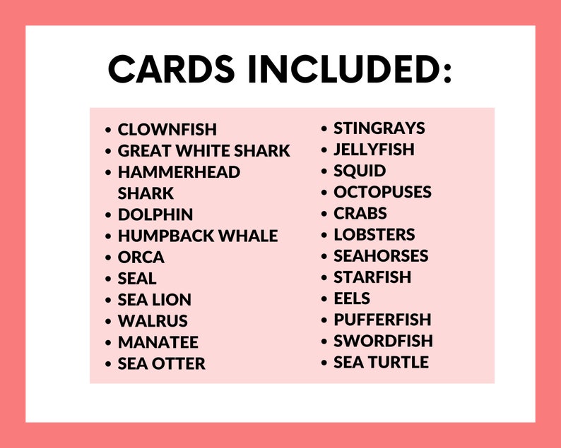 Ocean Animal Flashcards 3 Part Cards Montessori, Toddlers, Preschool ...