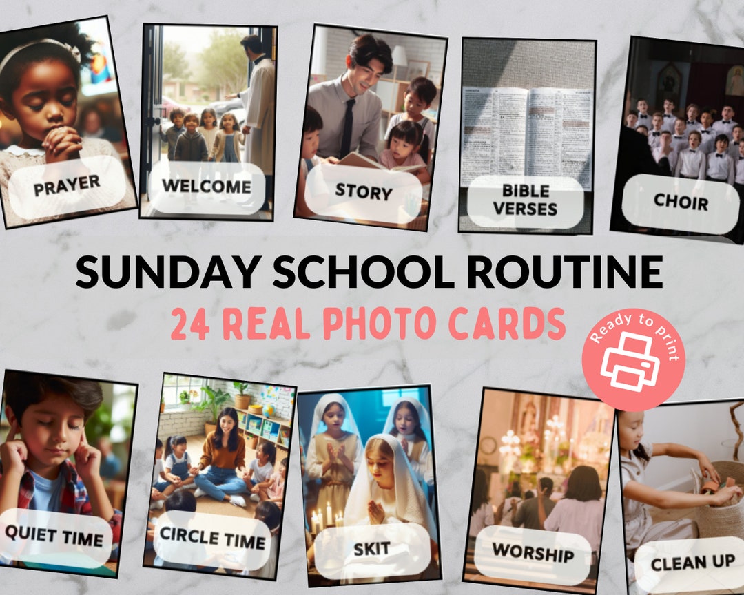 Sunday School Routine Cards for Toddlers, Preschoolers - Visual Church ...