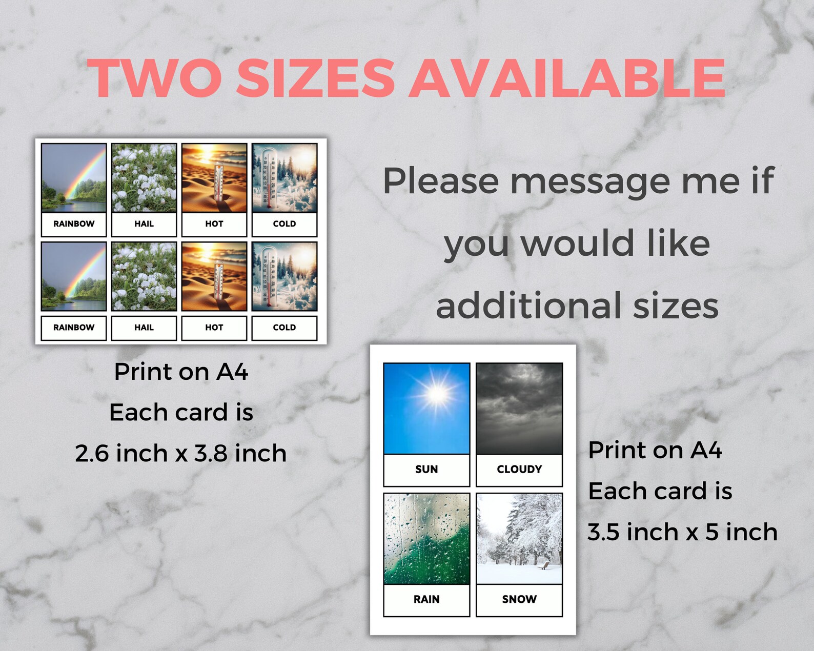 Weather Flashcards - Montessori 3 Part Cards - Toddlers, Preschool ...