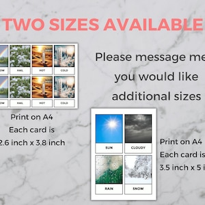 Weather Flashcards - Montessori 3 Part Cards - Toddlers, Preschool ...