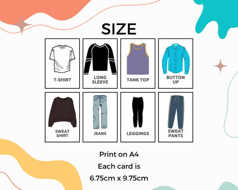 Clothing Flashcards - 32 Cards - Toddlers, Preschoolers - Closet ...