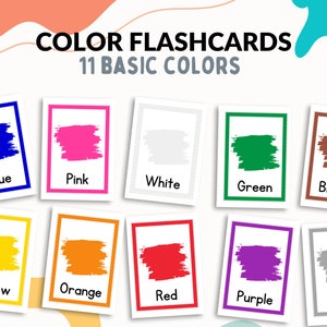 Color Flashcards for Toddlers: Learn 11 Colors (digital Download) - Etsy
