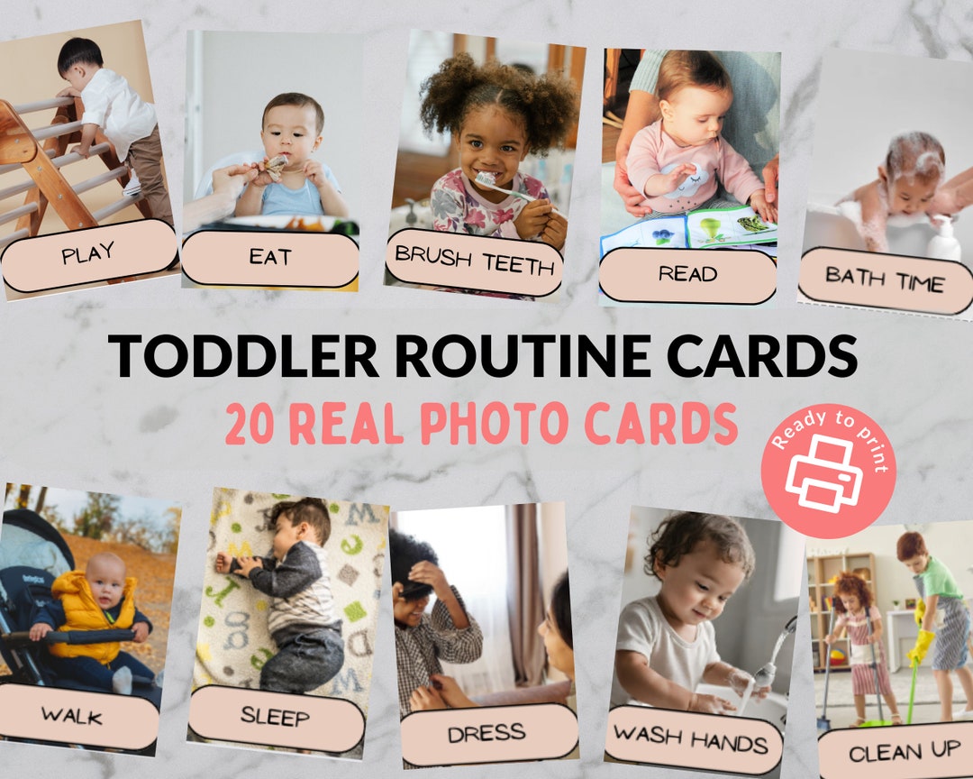 Toddler Routine Cards: 20 Daily Activity Photo Cards (digital Download ...