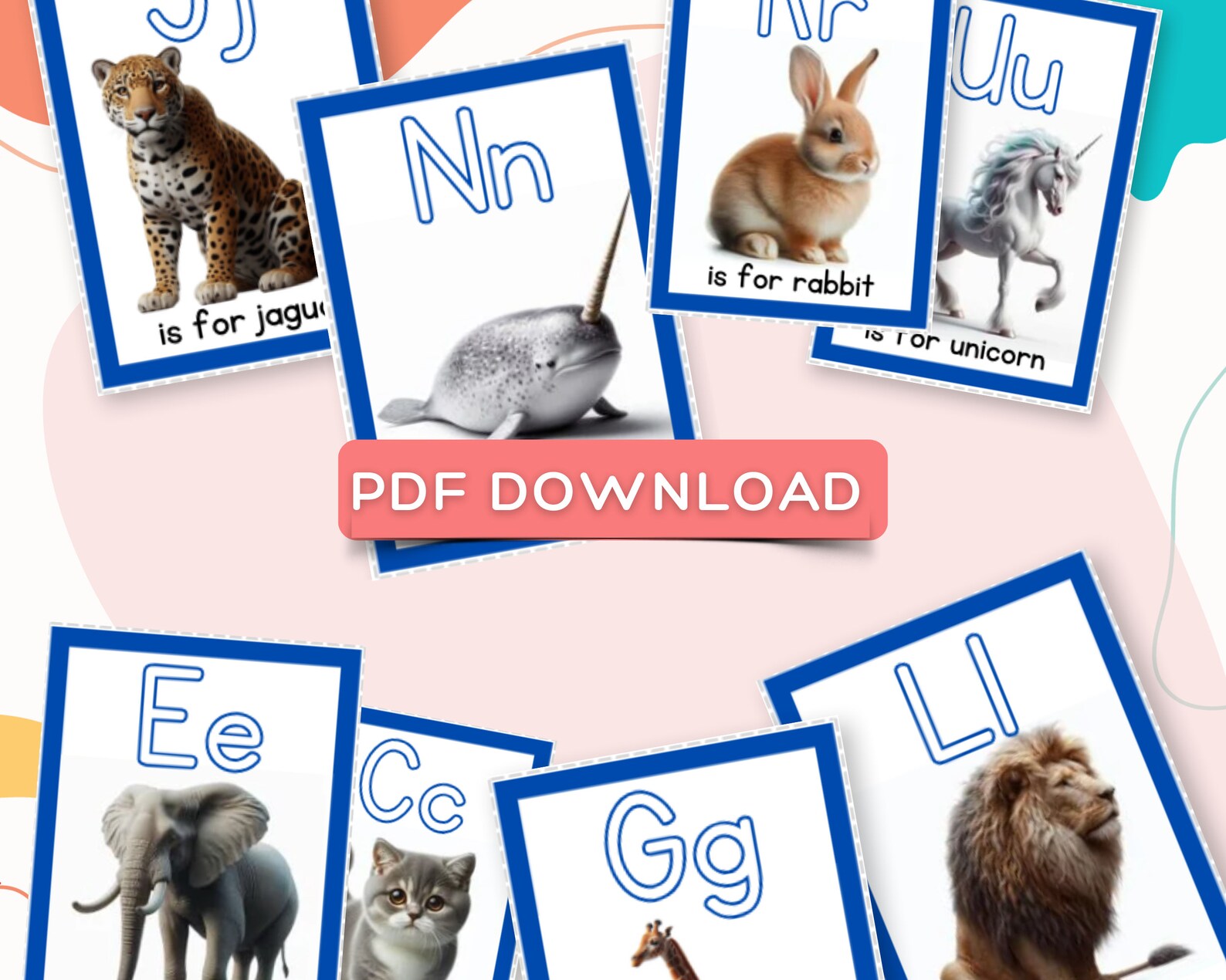 Animal Alphabet Flashcards - Learn Abcs - Real Animal Photos - Toddlers ...