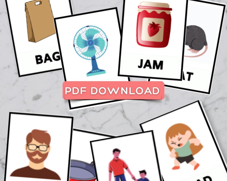 CVC Flashcards With A - 3 Part Cards - Spelling and Reading Activity - Kindergarten, Grade 1 ...