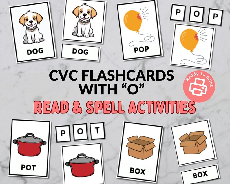CVC 'O' Flashcards: 3-part Spelling & Reading Activity (digital ...
