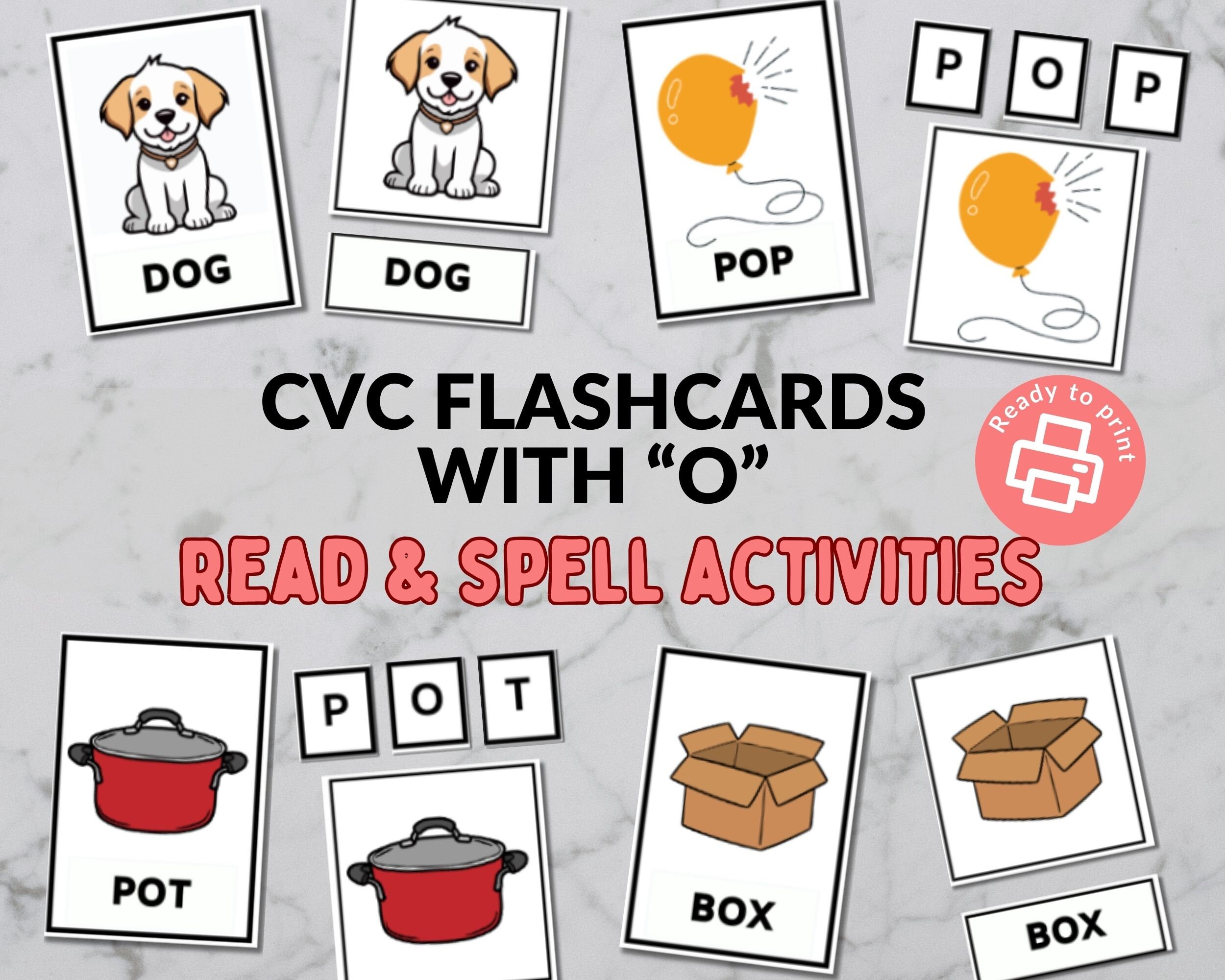 CVC Flashcards With O 3 Part Cards Spelling and Reading Activity ...