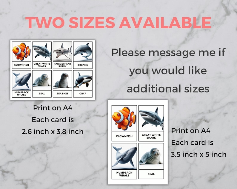 Ocean Animal Flashcards 3 Part Cards Montessori, Toddlers, Preschool ...