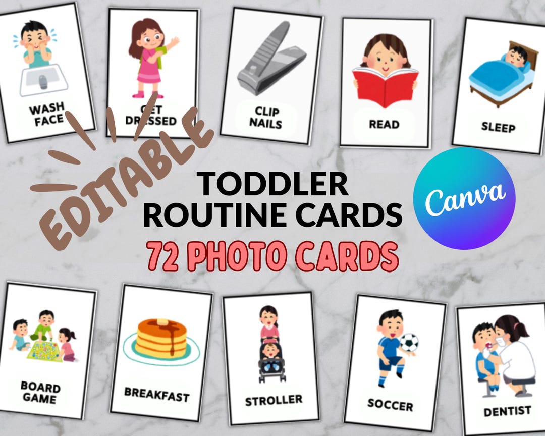 EDITABLE - Toddler / Preschool Routine Rhythm Cards - 72 Picture Cards ...