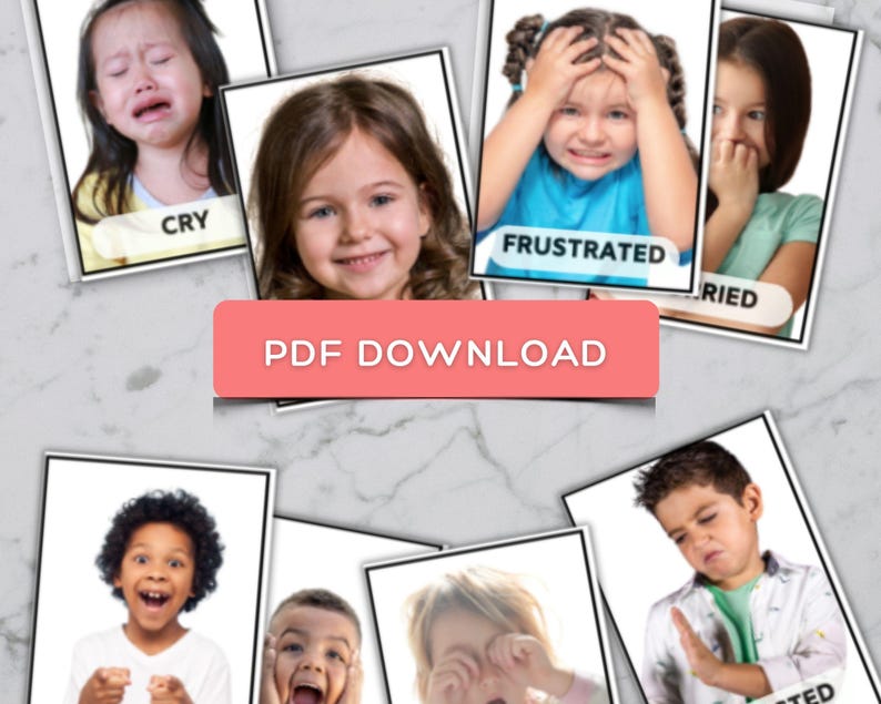 Emotion Flashcards - Toddlers, Preschool, Kindergarten, Montessori - 23 ...
