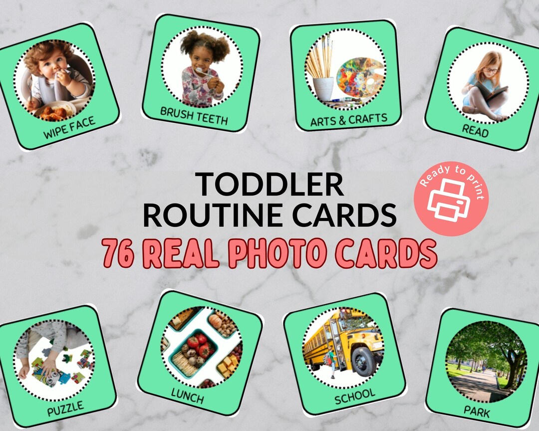 Toddler / Preschool Routine Cards - 76 Real-life Picture Cards for ...