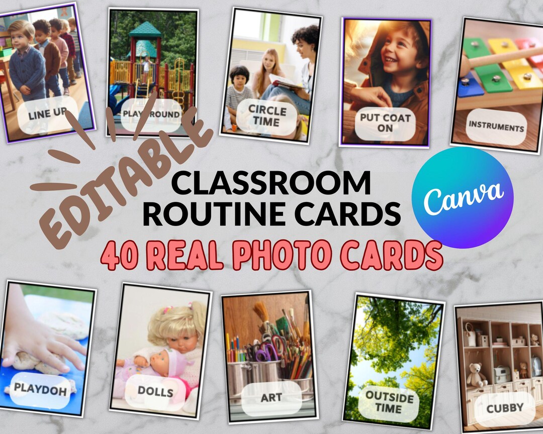 Editable Classroom Routine Cards: Real Photo Visual Schedule (digital ...