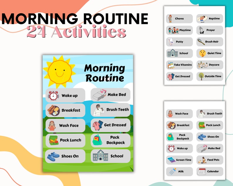 Morning Routine for Children - 24 Activities | Daily Visual Schedule ...