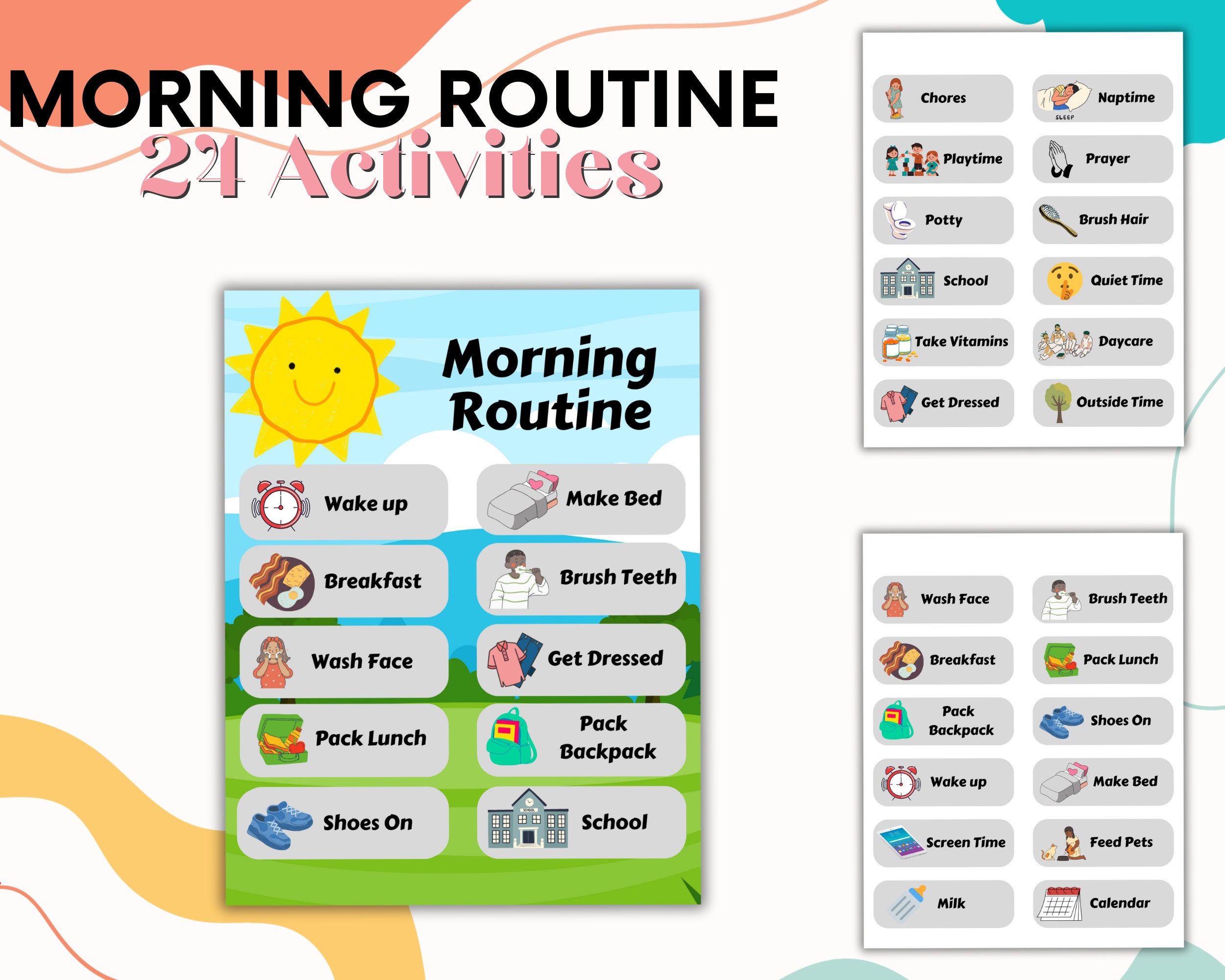 Morning Routine for Children - 24 Activities | Daily Visual Schedule ...