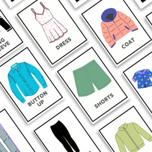 Clothing Flashcards - 32 Cards - Toddlers, Preschoolers - Closet ...