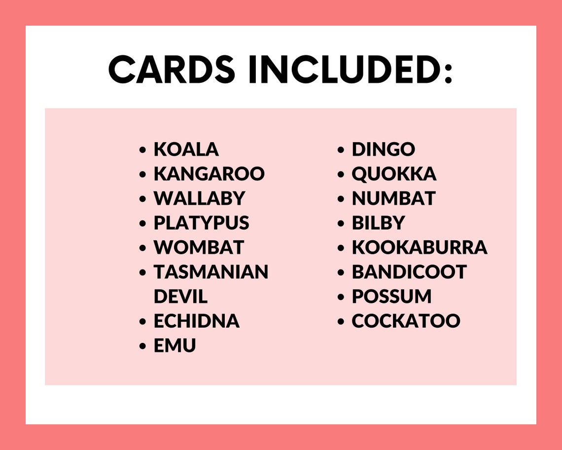 Australian Animal Flashcards 3 Part Cards Matching Games Toddlers ...