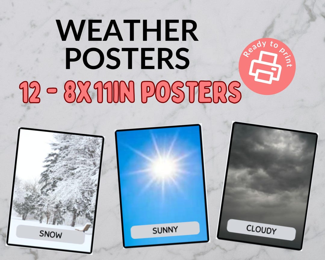 Weather Posters - Real Photos - Classroom Decor - Preschool ...