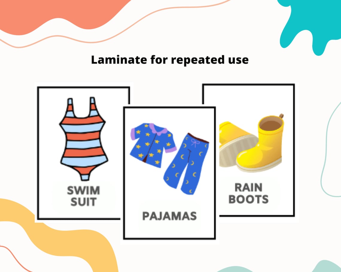 Clothing Flashcards - 32 Cards - Toddlers, Preschoolers - Closet ...