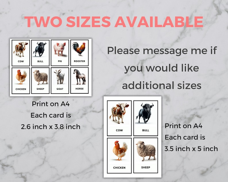 Farm Animal Flashcards Montessori 3 Part Cards Nomenclature Cards ...