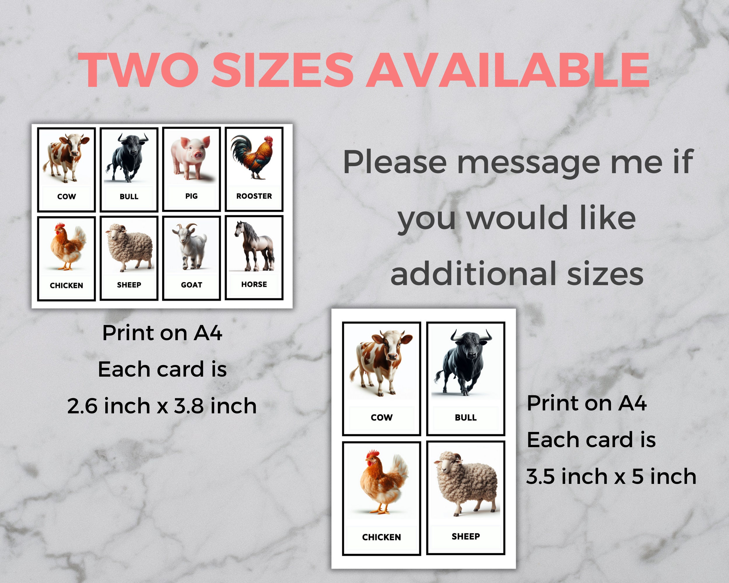 Farm Animal Flashcards Montessori 3 Part Cards Nomenclature Cards ...