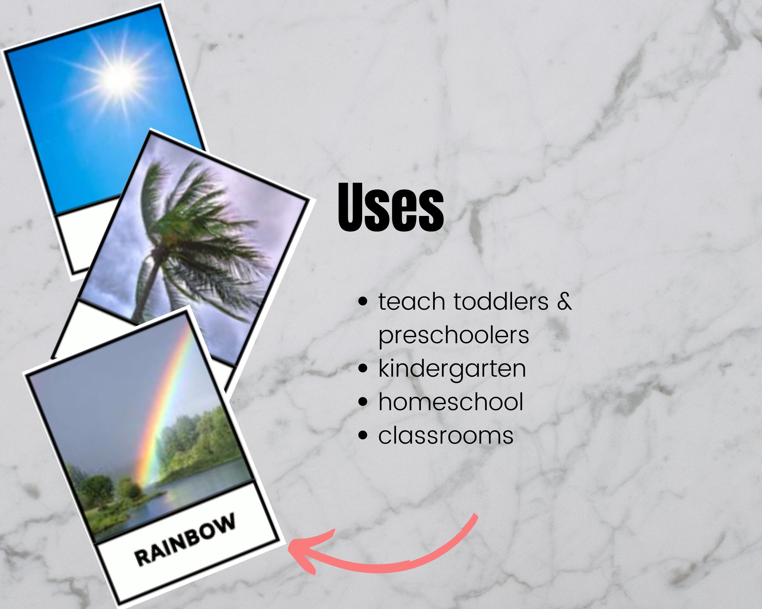 Weather Flashcards - Montessori 3 Part Cards - Toddlers, Preschool ...