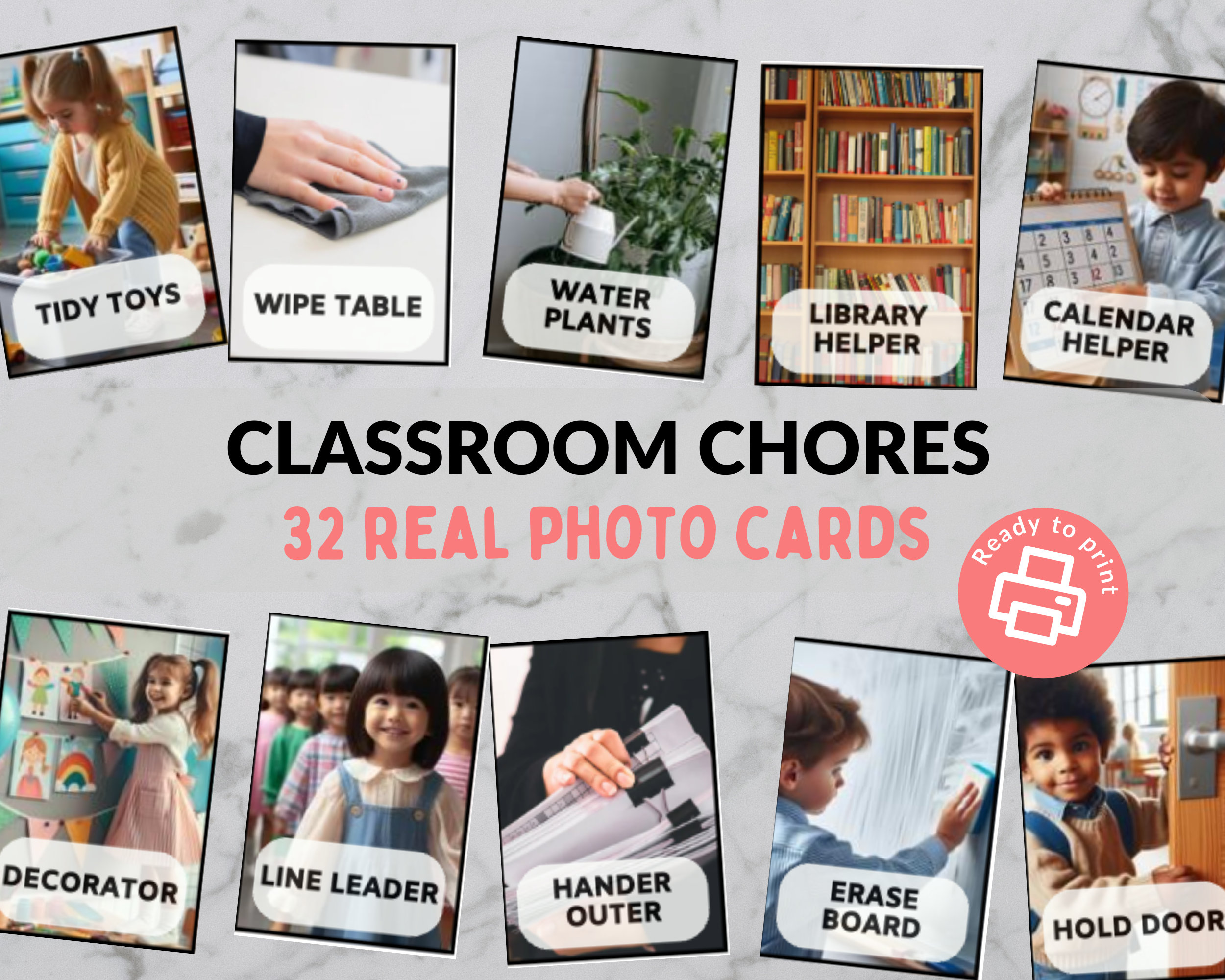 Classroom Chore Cards - Real Picture Cards - Preschool, Kindergarten ...