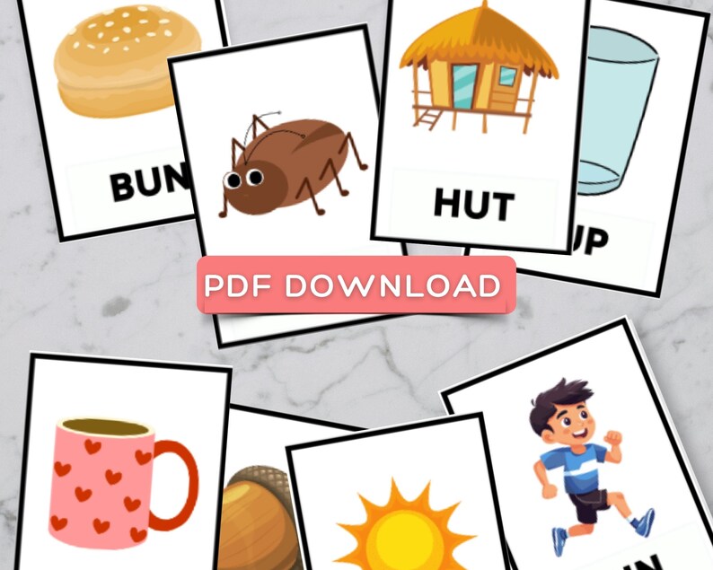 CVC Flashcards With U 3 Part Cards Spelling and Reading Activity ...