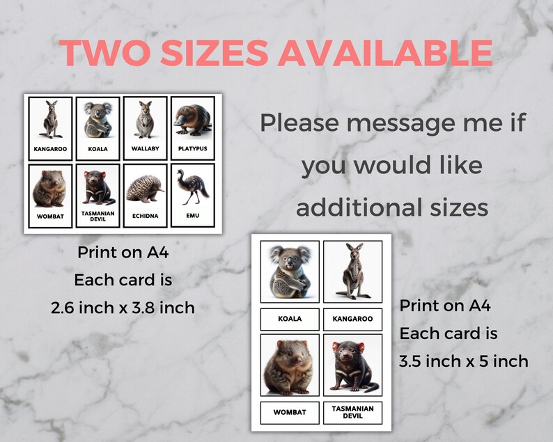 Australian Animal Flashcards - 3 Part Cards - Matching Games - Toddlers ...