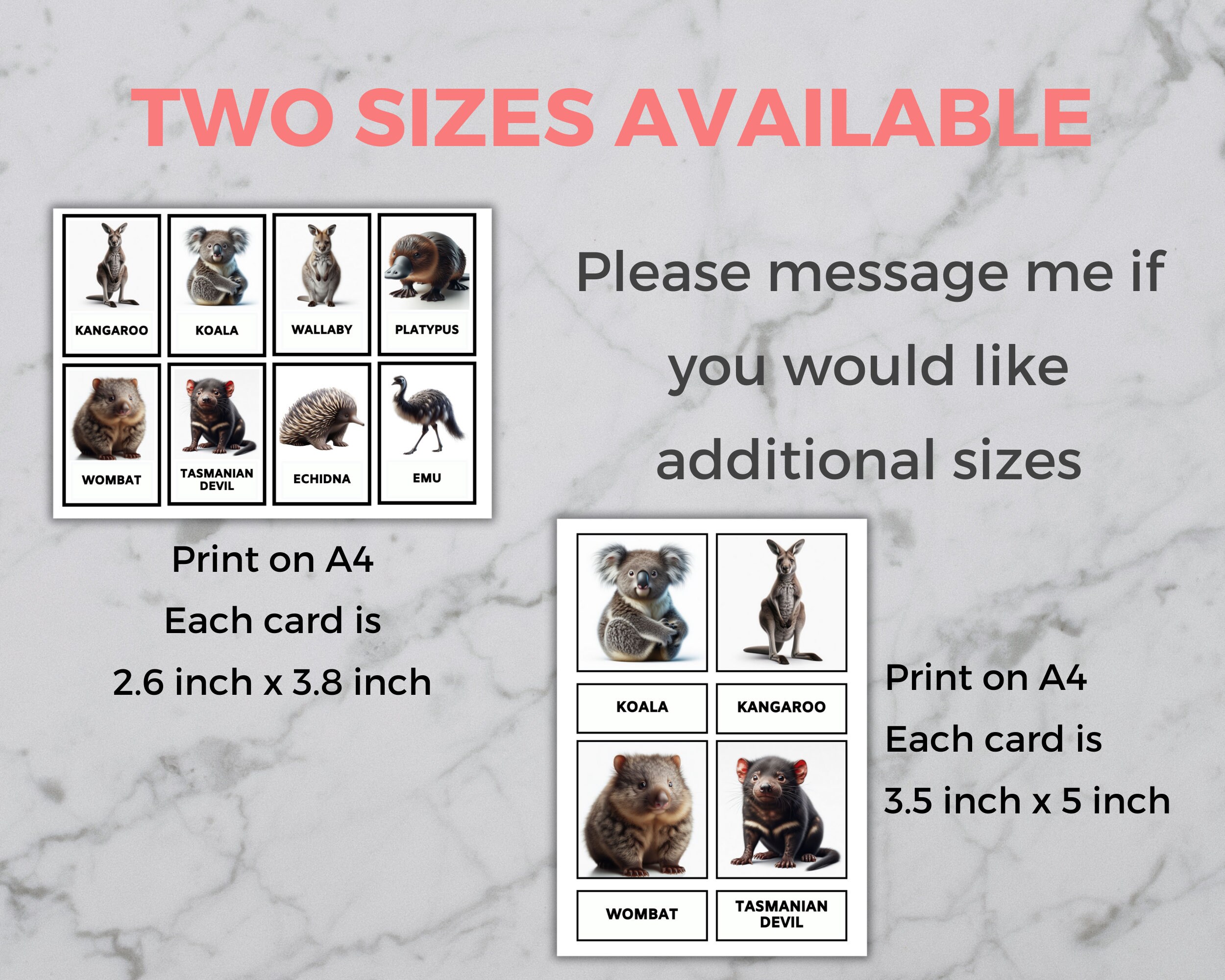 Australian Animal Flashcards - 3 Part Cards - Matching Games - Toddlers ...
