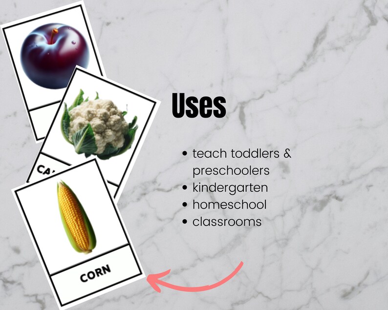 Fruit & Vegetable Flashcards - Montessori 3 Part Cards - Toddlers ...