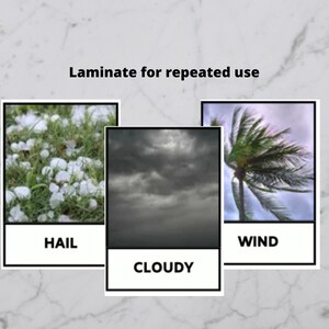 Weather Flashcards Montessori 3 Part Cards Toddlers, Preschool ...