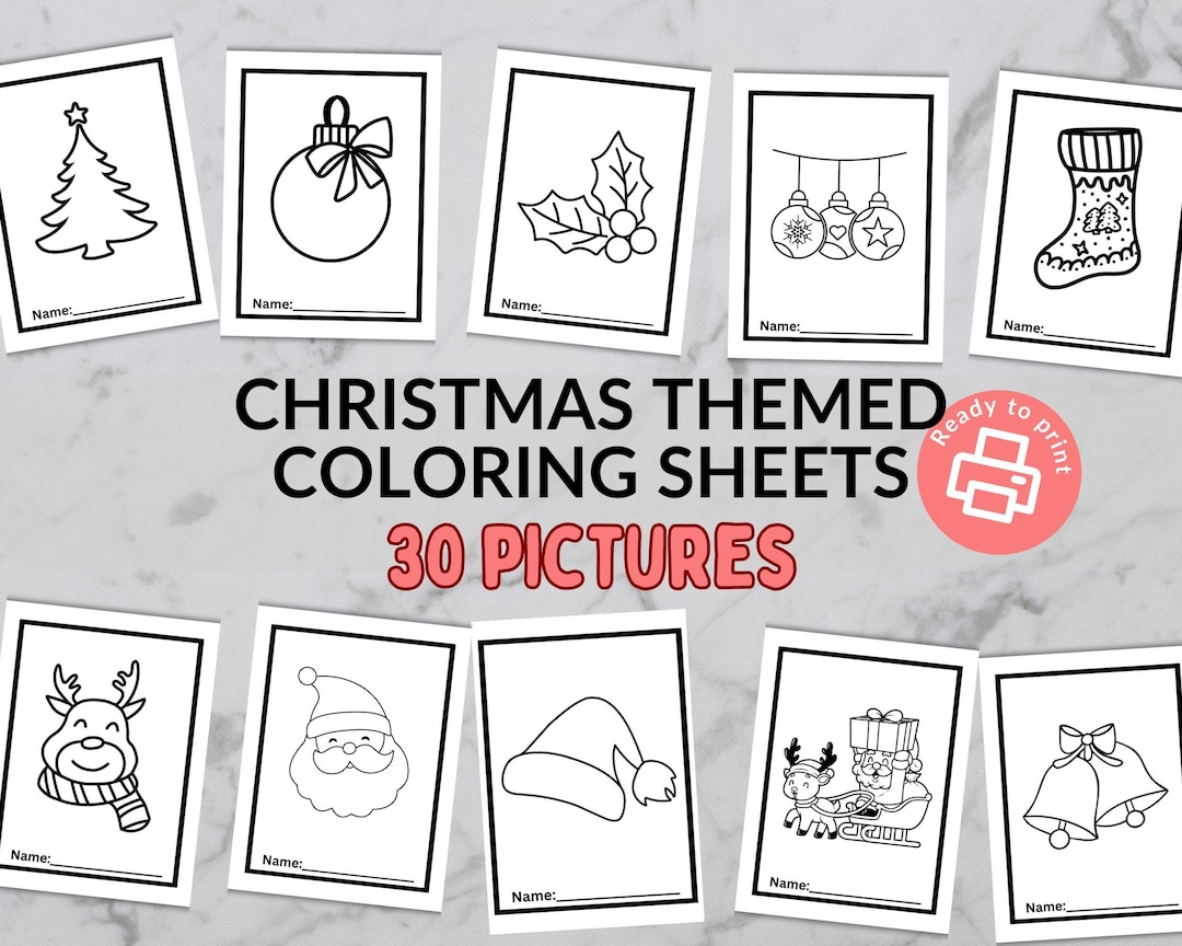 Christmas Themed Colouring Sheets 30 Big Pictures for Toddlers ...