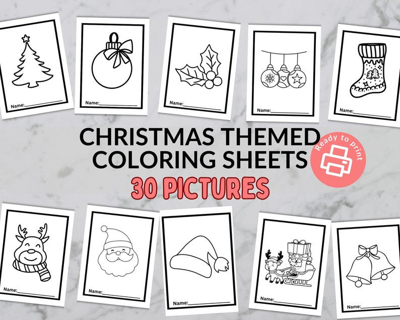 Christmas Themed Colouring Sheets 30 Big Pictures for Toddlers ...