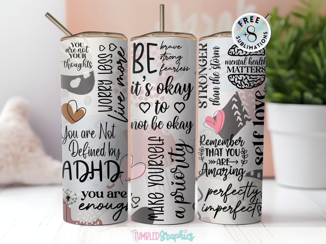 ADHD Awareness 20 Oz Skinny Tumblers Digital Design Sublimation Png ...