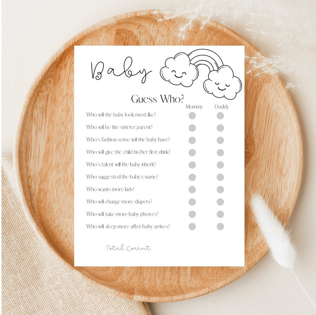 Guess Who, Baby Shower Game, Baby Shower Activity, Fun Activity, Printable Activity, Baby Shower ...
