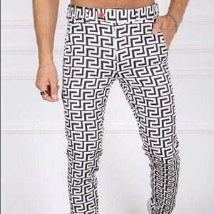 Men's Fashion Slim Fit Stretchy Black and White Pants - Etsy