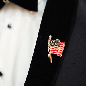 Men's Patriotic American Flag in Gold Color Pin Lapel - Etsy