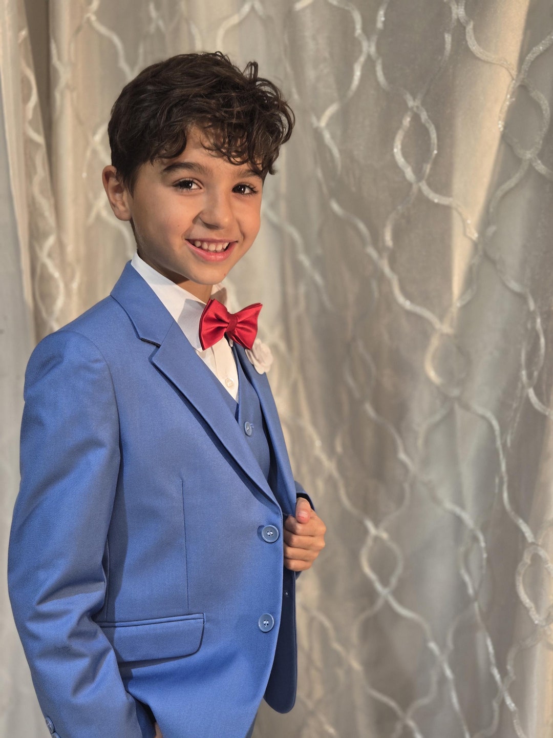 Boys 5-piece Caramel Color Suit Set jacket, Vest, Pants, Dress Shirt ...