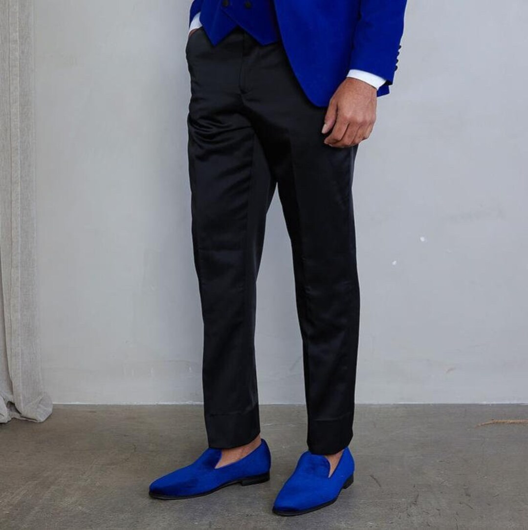 Men's Royal Blue Velvet Loafers - Etsy