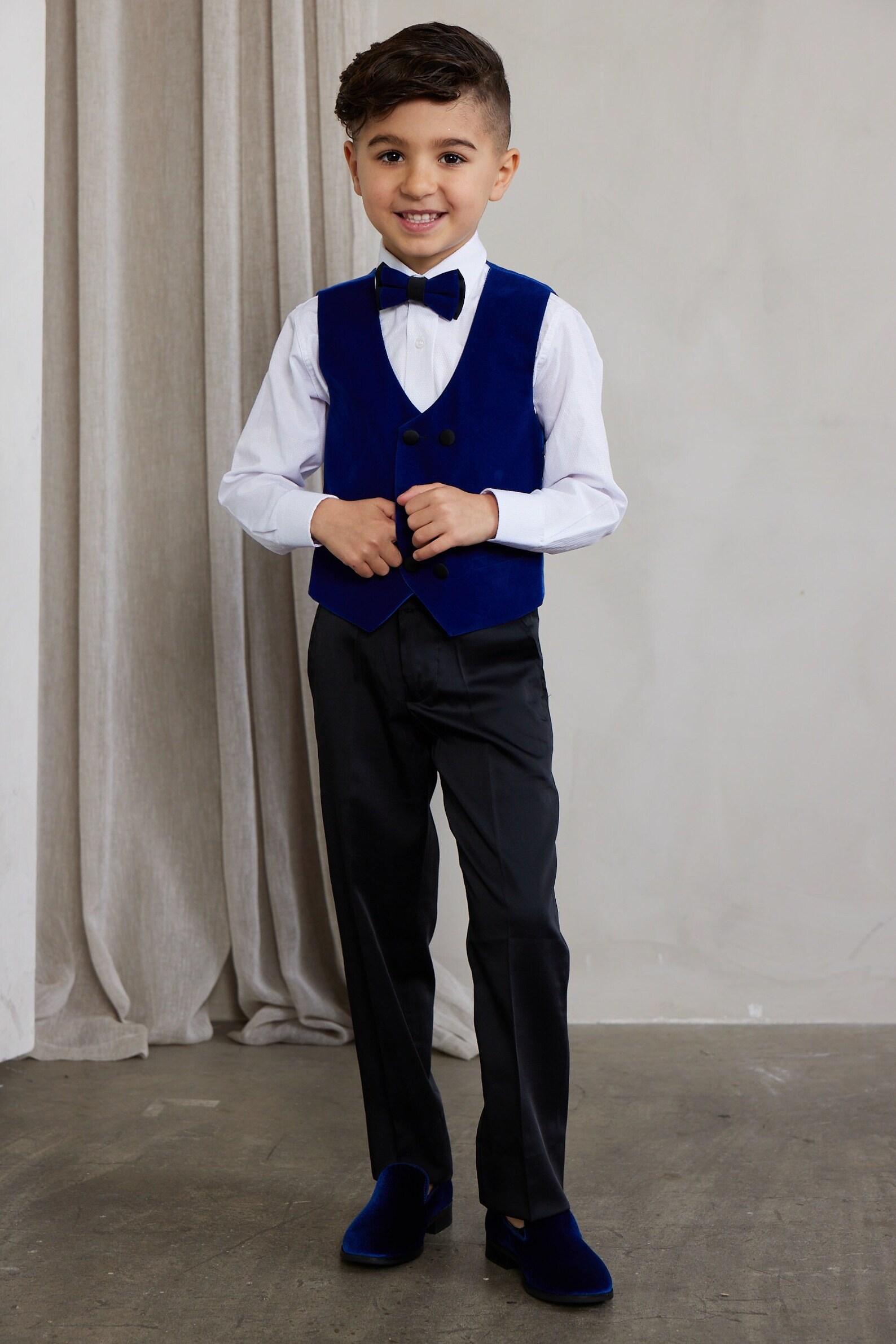 Boys 2-piece Royal Blue Velvet Vest Set Vest and Bow Tie - Etsy