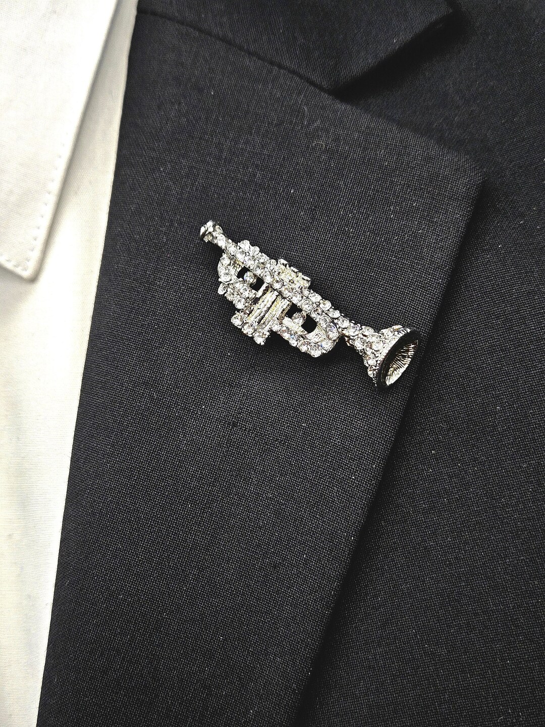 Men's Brooch Silver Trumpet Pin Lapel - Etsy
